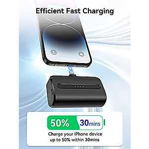 LVFAN Small Portable Charger 6600mAh, Ultra-Compact 20W PD Fast Charging Power Bank Cute Battery Pack Portable Charger for iPhone 14/13/12/11/XR/XS/X/SE/8/7/6 Mini Pro Max Plus Airpods iPod, Black