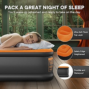 Luxchoice Queen Inflatable Mattress with Built-in Pump Camping Air Mattress Quick Inflation Deflation Blow Up Mattresses Air Bed Portable Elevated Guest Bed for Home Outdoors Hiking Travel