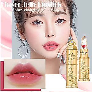 LuckNest Flower Jelly Lipstick Set Temperature Change Moisturizer Long Lasting Nutritious Balm Magic Color Change Lip Gloss (#3)