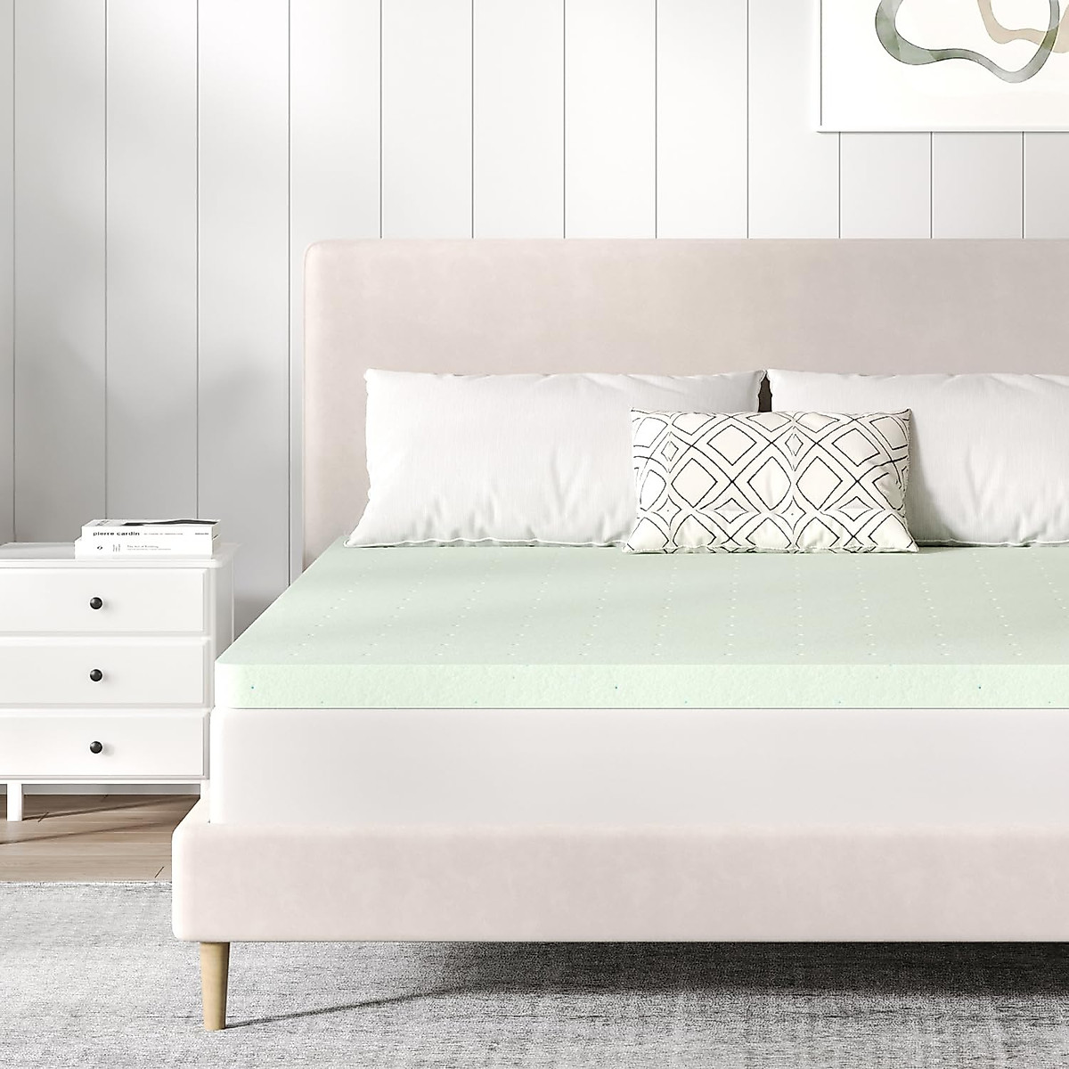 Novilla Full Size Mattress Topper, 2 Inch Gel Memory Foam Full Mattress Topper for Cool Night Sleep & Enhanced Comfort, CertiPUR-US Certified Foam, Green