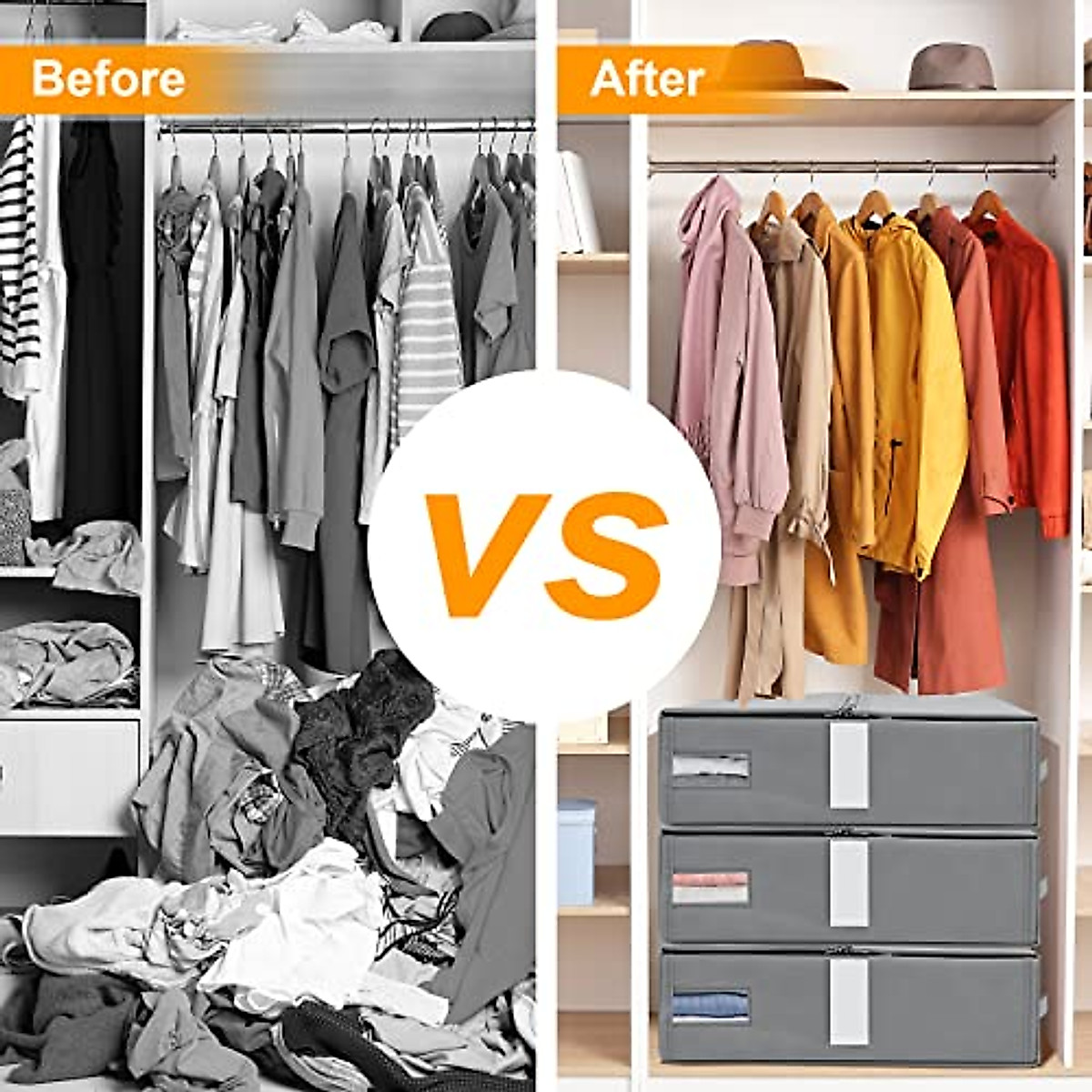 Fixwal 3 Pack Bedding Organizer Storage Bins Foldable Storage Containers with Sturdy Fabric Collapsible Zipper Boxes for Sheet Set or Duvet Cover Set (Full, Twin, Queen Size)