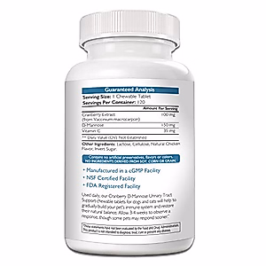 Nutrition Strength Cranberry D-Mannose for Dogs, Support for UTI in Dogs, Urinary Tract + Immune Health Supplement, Support for Bladder Infection in Dogs, Cranberry for Dogs, 150 Chewable Tablets