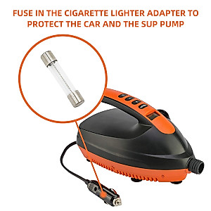Tuomico SUP Pump Electric Paddle Board Pump with Auto-Off Feature,Portable Inflator for Inflatable, Paddleboard,Kayak, Boats, Rafts, Pool Toys, 12V DC Car Connection