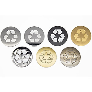 Concept Hardware Recycle Logo, Emblem, Medallion, Kitchen, Office, Cabinet Front, 1.5 inch, Stainless Steel, Brass, Matte Black (Antique Gold Black Infill)