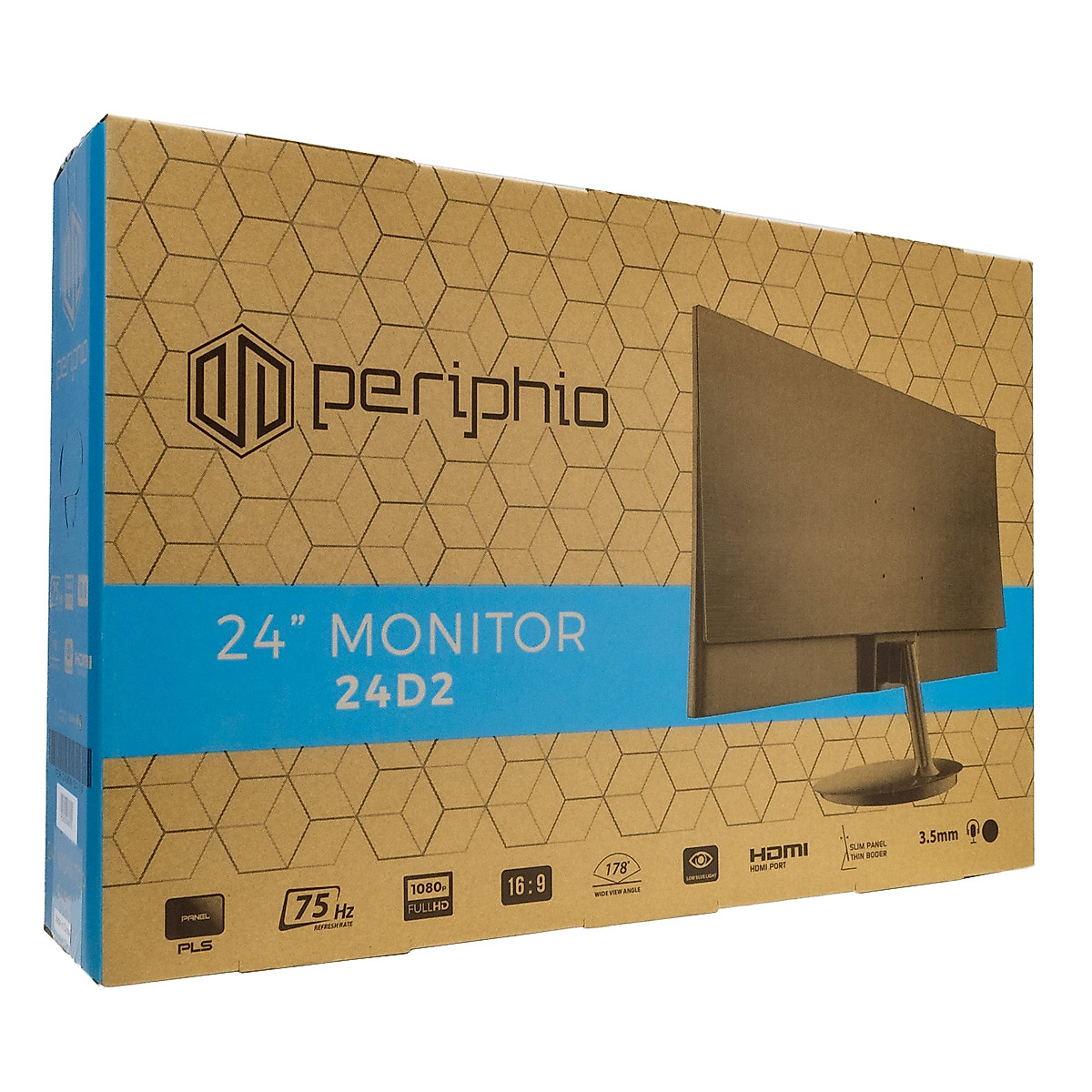 Periphio 24" 1080p Gaming Monitor - Full HD, 75Hz, 3ms, Blue Light Filter Mode, VESA Mountable, HDMI, Audio Out, Ultra-Lite Sleek Design