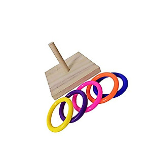 Balacoo Bird Ring Toy Interactive Wood Board Ring Toss Game Puzzle Toy Bird Educational Toy Parrot Chew Bite Playing for Parrot Pet (Random Color)