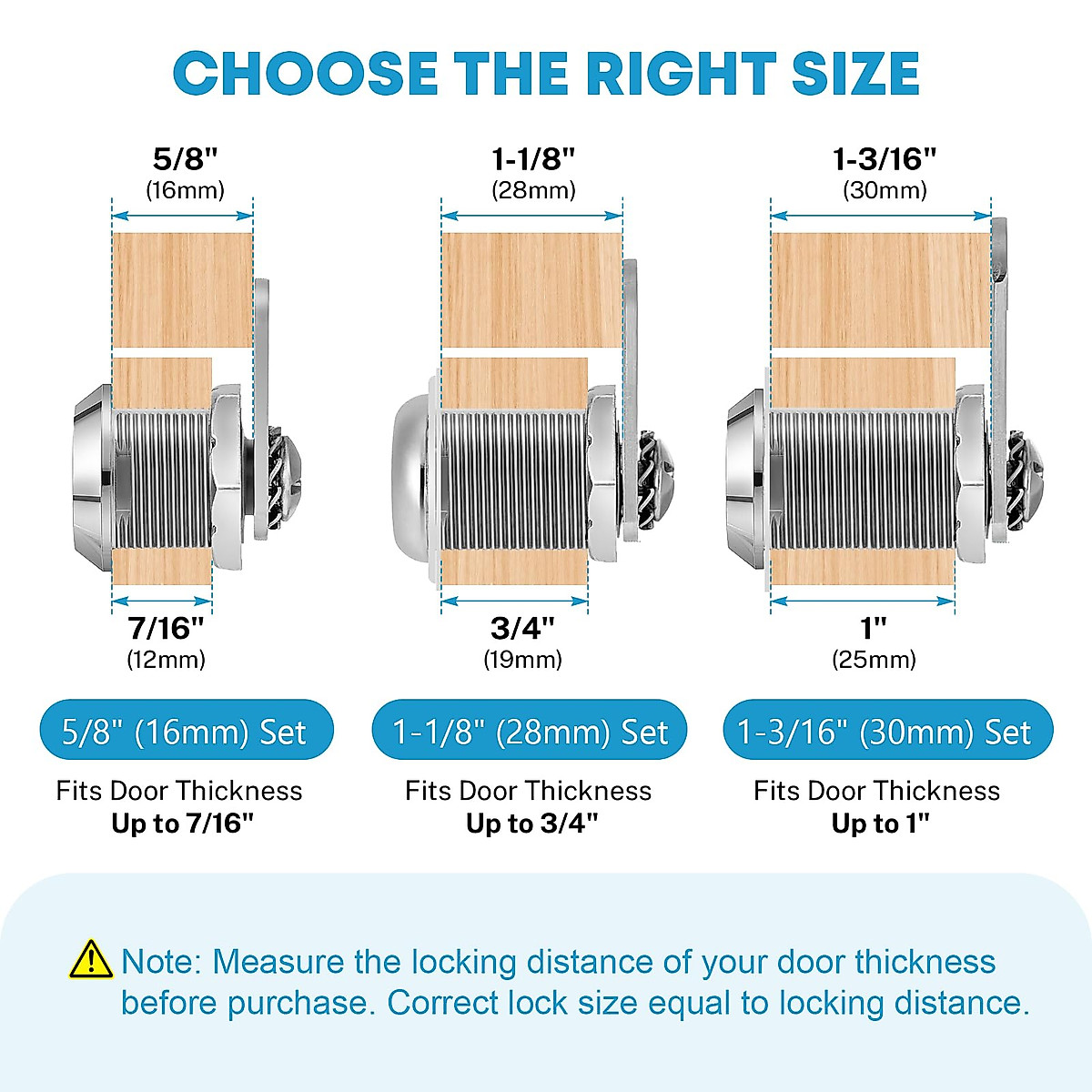 Kohree Cabinet Locks with Keys, 1-1/8 Inch (28mm) RV Locks Cam Locks for Tool Box, Mailbox Locks 5 Pack Keyed Alike, RV Storage Locks, RV Compartment Locks, Drawer Lock, Cylinder Lock, Zinc Alloy