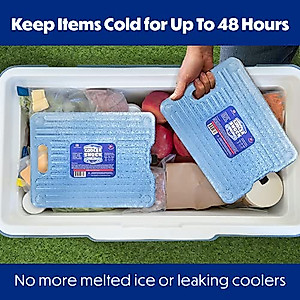 Cooler Shock Ice Packs for Cooler - 2 Reusable, Long Lasting, Cold Freezer Packs for Coolers, Lunch Bags & Totes to Keep Food Fresh - Clear