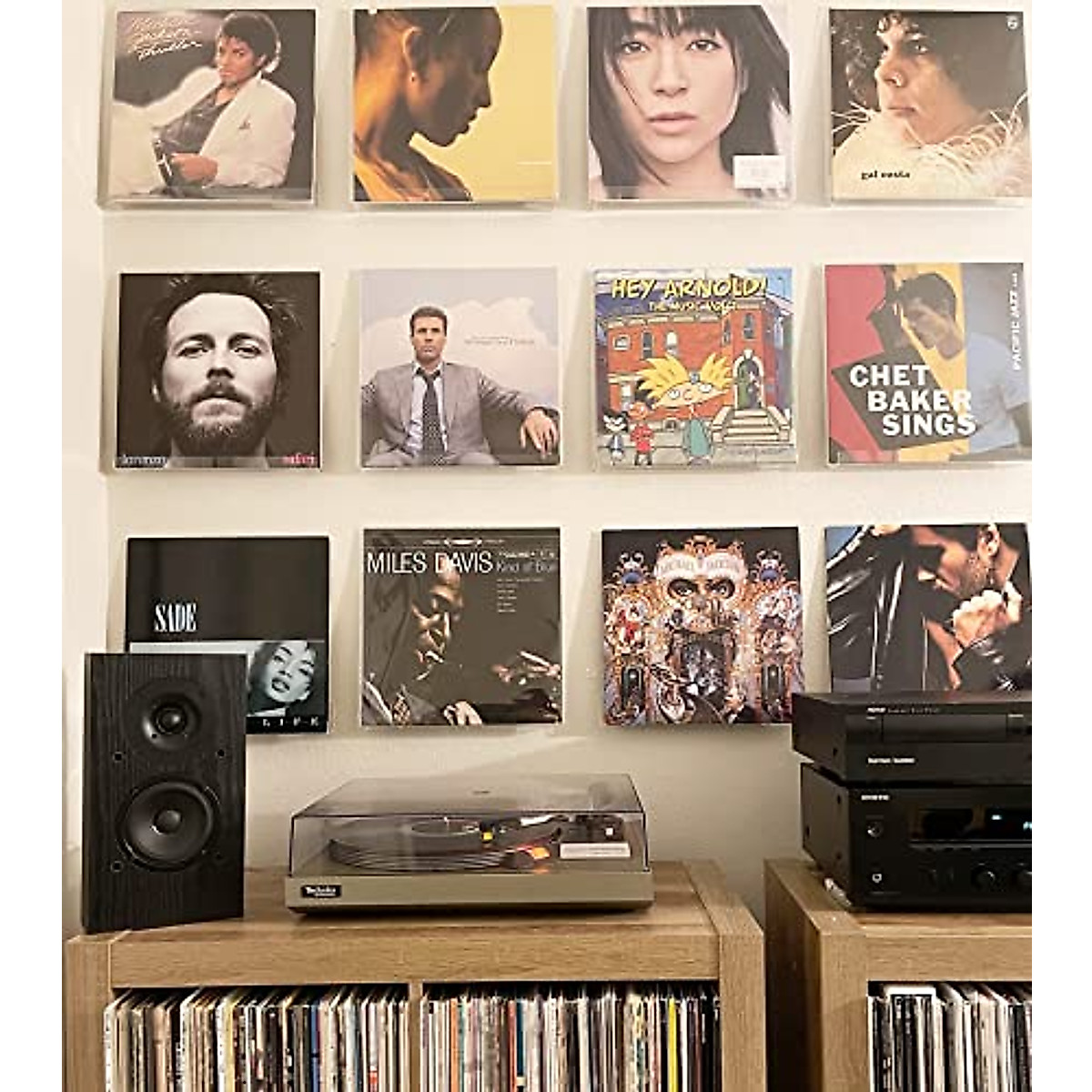 bigantss 6 Pack Clear Acrylic Vinyl Record Floating Shelves, 12" Wall Shelf Mount & Holder for Vinyl Album Display and Storage, Acrylic Record Frame Show Your Favorite LP (Clear)