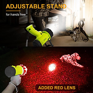 YIERBLUE Rechargeable Spotlight Flashlight with 1000,000 Lumen LED, IP67 Waterproof Long Running Spot Light searchlight, Impact Resistant Handheld Spotlight with Foldable Stand and Detachable Red Lens