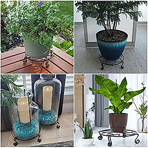 Yimobra Original Patented Plant Stand for Flower Pot Heavy Duty Potted Holder Indoor Outdoor, Metal Rustproof Iron Garden Container Round Supports Rack for Planter, Black, 11.8 Inches