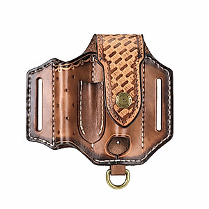 Tourbon Men's EDC Leather Pouch for Belt Multitool Sheath Folding Knife Pocket Tool Organizer with Flashlight Holster Carrier