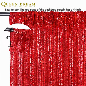 Red Sequin Backdrop 4 Panels 2FTx8FT Christmas Party Backdrop Curtains Photo Background Drapes Glitter Birthday Bridal Backdrop Drapes