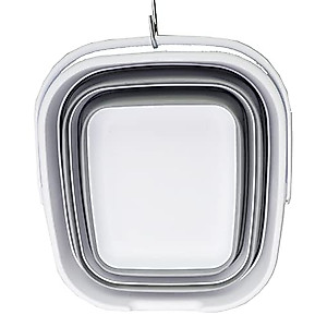 SAMMART 10L (2.6 Gallon) Collapsible Rectangular Handy Basket / Bucket (White/Grey, 1)