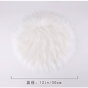MOSKOS 12inches White Sheepskin Artificial Fur Seat Pad Round Carpet
