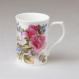 Grace Teaware Bone China Coffee Tea Mugs 9-Ounce, Assorted Set of 4 (Classic Floral)