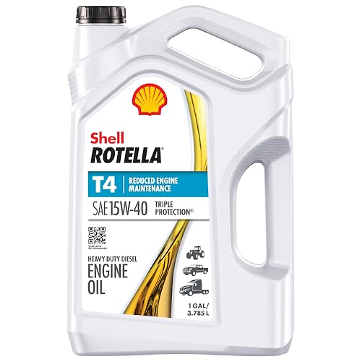 Shell Rotella T4 Triple Protection Conventional 15W-40 Diesel Engine Oil (1-Gallon, Case of 3)
