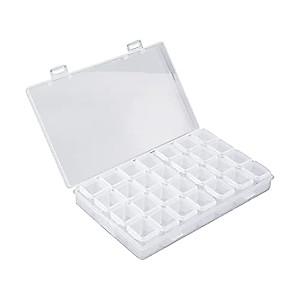 Wealrit 1 pack 28 Grids Clear Jewelry Organizer Box,Small Plastic Jewelry Containers,Bead Storage Containers for Beads Buttons Pins Rings