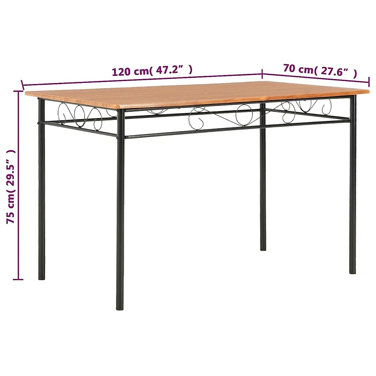 YPWRENH Entrance Tables Decorative Tables Dining Table Brown 47.2 "x27.6 x29.5 MDF for Dining Room, Kitchen or Living Room