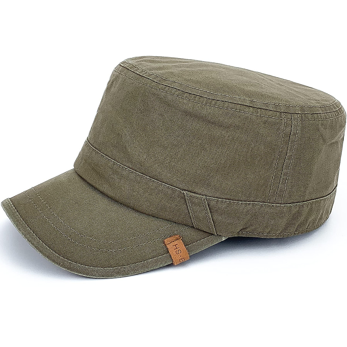 REDSHARKS Short Brim Cadet Caps for Men Cool Cadet Hats for Women Ponytail Army Olive Green