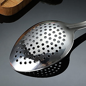 IOCBYHZ Cooking Spoon Set, 2Pcs 14.7" Stainless Steel Large Serving Spoons, Solid Spoon & Slotted Spoon for Restaurant, Large Metal Tablespoon, Basting Spoon Perforated Spoon Metal Kitchen Utensils