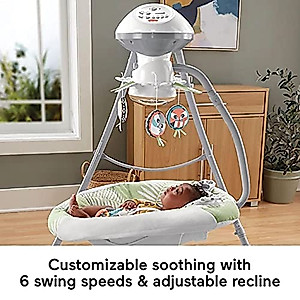 ​Fisher-Price Snow Leopard Baby Swing, Dual-Motion Newborn Seat with Music, Sounds, and Motorized Mobile