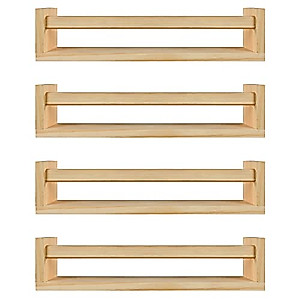 BOMID Wall Bookshelves,Set of 4 Natural Wood Floating Bookshelf,Nursery Shelves,Floating Book Shelves for Wall(Burlywood)