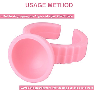MEKK Glue Rings Glue Rings for Eyelash Extensions 300PCS Pink Lash Extension Supplies Eyelash Glue Rings Disposable Pigment Rings for Eyelash Extension Nail Art
