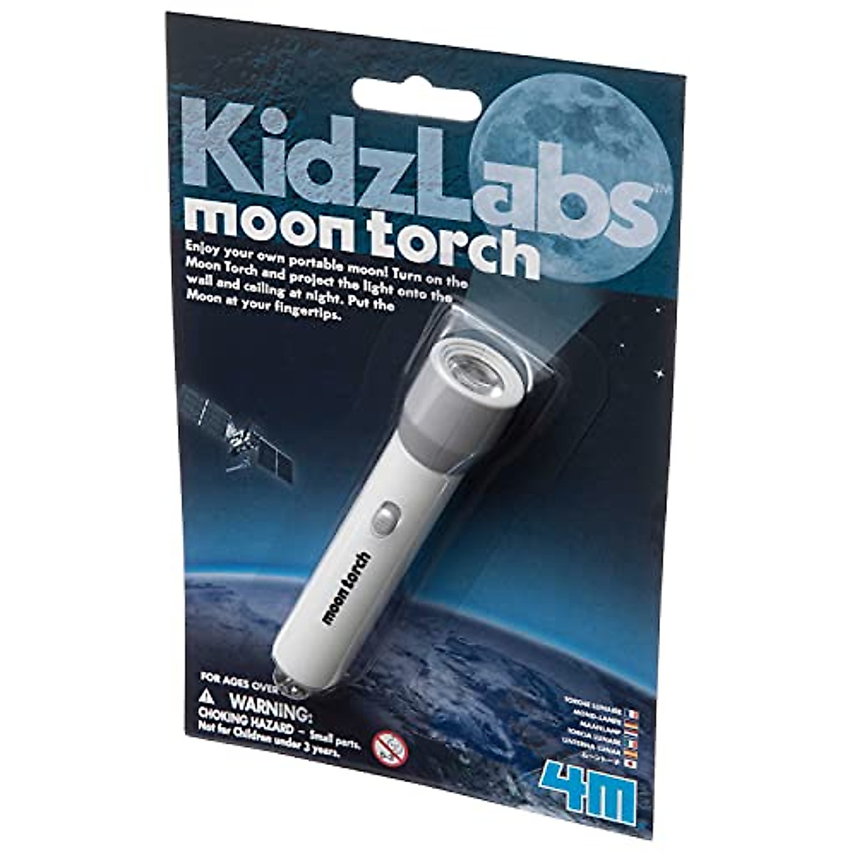 4M KidzLabs Moon Torch Projector Astronomy Science STEM Toys Educational Gift for Kids & Teens, Girls & Boys