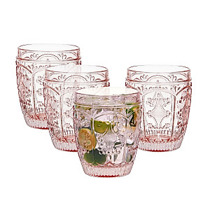 Fitz and Floyd Trestle Rocks Double Old Fashioned, Set of 4, Blush
