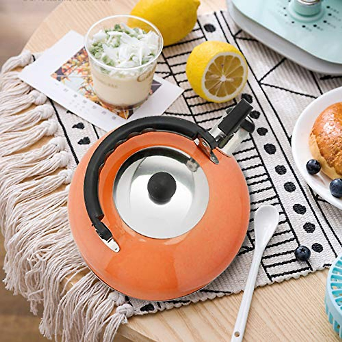 Stainless Steel Tea Kettle Steel Teapot Handle Whistling Tea Pot for Stovetop Home Kitchen Office Tea Coffee Hot Water Pot Teapot