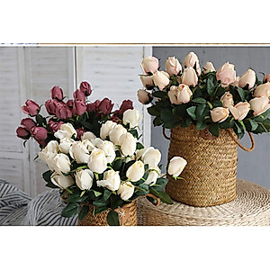 Plmqiuy Artificial Rose 9 Heads for Home Office Garden Party Wedding Decoration. (White)