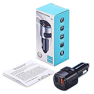 Upgraded Criacr V5.0 Bluetooth FM Transmitter for Car, QC3.0 Charge & 7 RGB Color LED Backlit Wireless FM Radio Car Adapter, Support Siri Google Assitant, U Disk, SD Card, Hands-Free Calls Kit