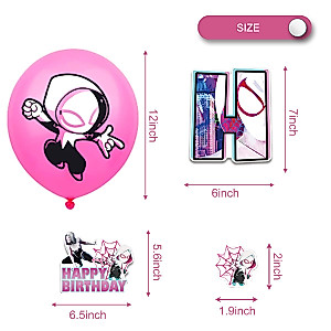 Spider girl Birthday Party Decorations,Pink Super Girls Decorations Includes Happy Birthday Banners,Cupcake Toppers,Balloons