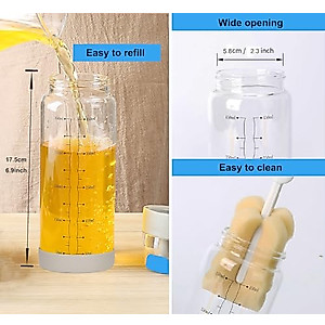 CHEFTOON Oil and Vinegar Dispenser Set，2 Glass Oil Bottles with No Drip Spout,450ml Olive Oil Bottle,Ideal Kitchen Oil Dispenser