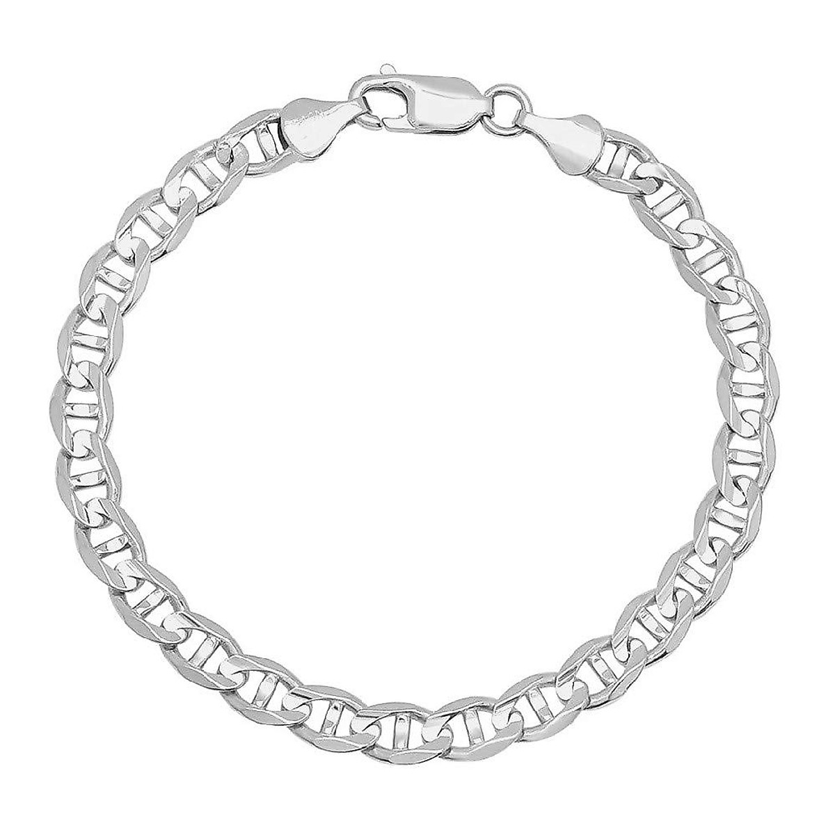 PORI JEWELERS 925 Sterling Silver 4.5mm Mariner Chain Link Anklet - Available in Silver or Yellow (Silver, 11)