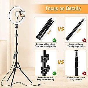 10" Ring Light with 57" Floor/7" Desk Stand and 2 Phone Holders, Selfie Ring Light for Computer/Phone/Laptop/Webcam