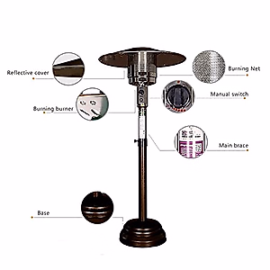 Natural Gas Patio Heater,Outdoor Heater For Natural Gas Adjustable Height, Between 140-200cm(55-78in),Includes 12 Ft-Long Natural Gas Hose,Passed cETL Certification,This Allows You To Have A P