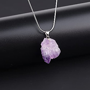 COAI Raw Amethyst Crystal Pendant Necklace