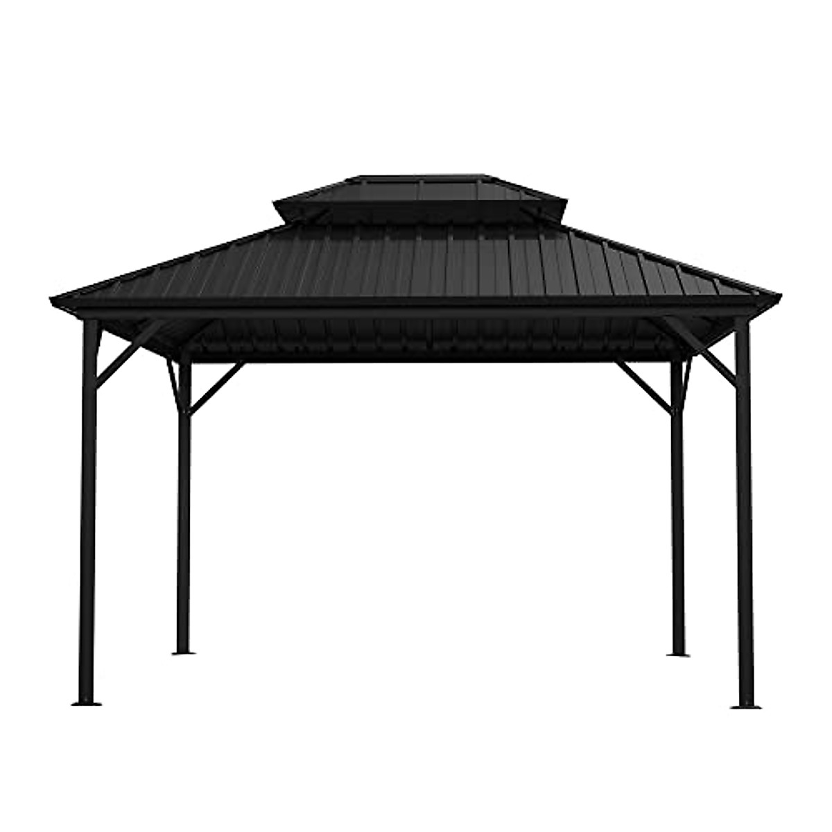 MONDAWE 10x12Ft Hardtop Gazebo Heavy Duty Galvanized Steel Double Roof Permanent Gazebo Steel Frame Canopy Outdoor Pavilion for Patio Lawn Garden