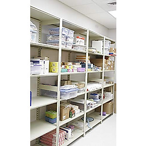 Aurora Quik-Lok Shelving [ Adjustable, Easy-to-Assemble Open Shelving ] Starter Unit | 6 Openings | 76" Tall | 18" Deep | Gray Mist