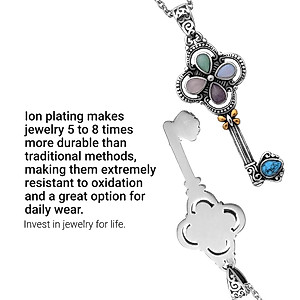 Shop LC Key Necklace ION Plated Stainless Steel & Yellow Gold - Key Pendant with Rose Quartz, Amethyst, Aventurine, Opalite & Howlite Mixed Gemstones - 20" Chain Length Costume Jewelry for Women