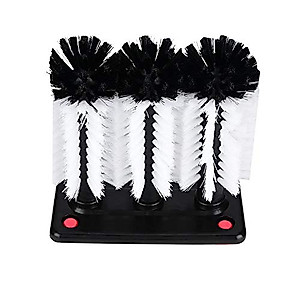 Triple Brush Bar Glass Washer Glass Washer Brush Cleaner 3 Brushes per Base for Restaurant Kitchen and Bar