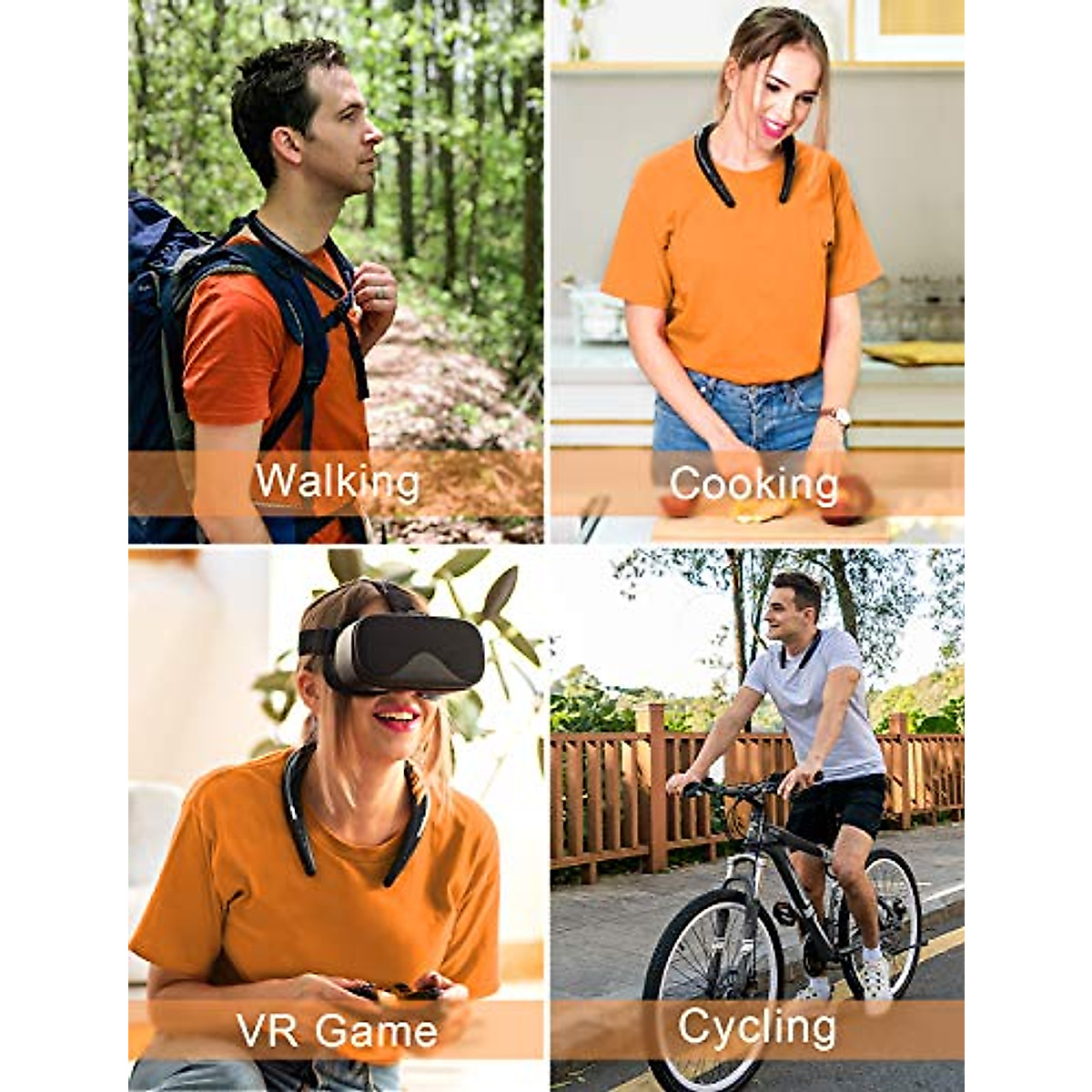 Neckband Portable Bluetooth Speakers, Wireless Wearable Speakers,Upgraded Bluetooth 5.0 Speaker with 3D Stereo Sound, Noise Cancelling Stereo Neckband Speakers for Home&Outdoor, Black