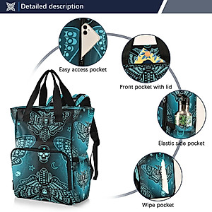 MNSRUU Diaper Bag Butterfly Skull Boho Diaper Bag Backpack Multifunction Travel Diaper Bag Tote Large Capacity Diaper Changing Backpacks for Moms Dads