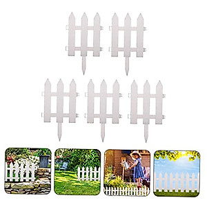 JEWEDECO 5 Sets The Fence Courtyard Fence Picket Fence Fencing No Dig Fence Garden Fence Panel Garden Edging Wood Decorative Fence Panels Picket Garden Fence Fold Plastic Small Fence White