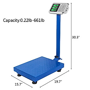 TUFFIOM 660lbs Weight Electronic Platform Scale,Digital Floor Heavy Duty Folding Scales,Stainless Steel High-Definition LCD Display,Perfect for Luggage Shipping Mailing Package Price (Dark Blue)