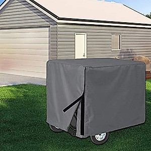 AKEfit Generator Cover for 5500-15000 Watt Portable Generators, Waterproof Heavy Duty 600D Oxford Fabric Universal Cover, UV Protection Windproof Portable Generator Cover Large 28x38x30 inch, Gray