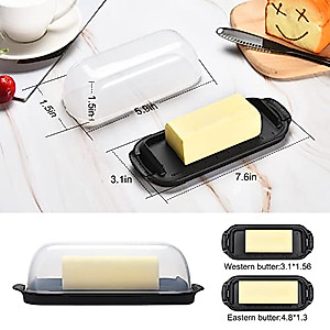 AONCO Butter Dish, Butter Container Holds with Clear Lid for Countertop, Unbreakable Butter Keeper for Home Kitchen Decor, Perfect for East/West Coast Butter, BPA-free (Black)