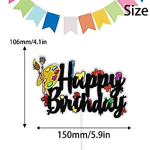 Slime Cake Topper for Painting Themed Happy Birthday Party Decor Artist Palette Graffi Paint Brush boys Girl Party Decorations Supplies